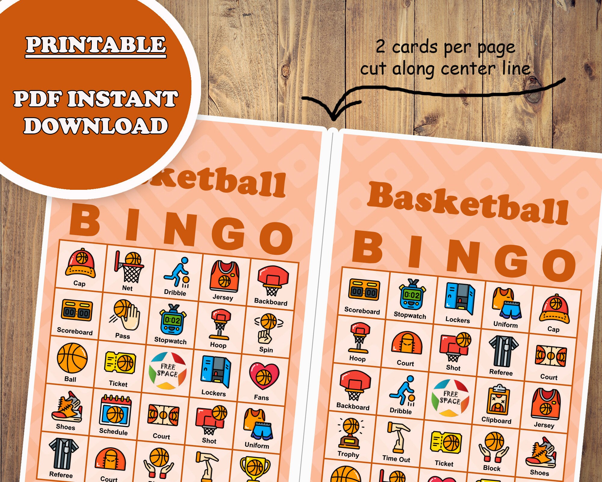 40 Basketball Bingo Game Prefilled Cards, PDF Printable, Instant ...