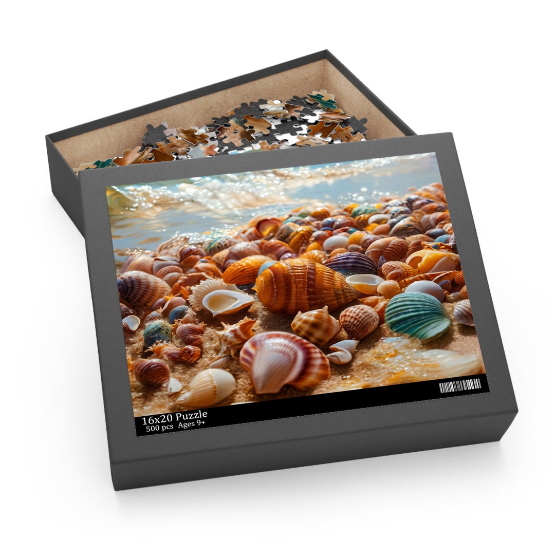 Jigsaw Puzzle shells on a Beach Tropical Ocean Theme With Vibrant ...
