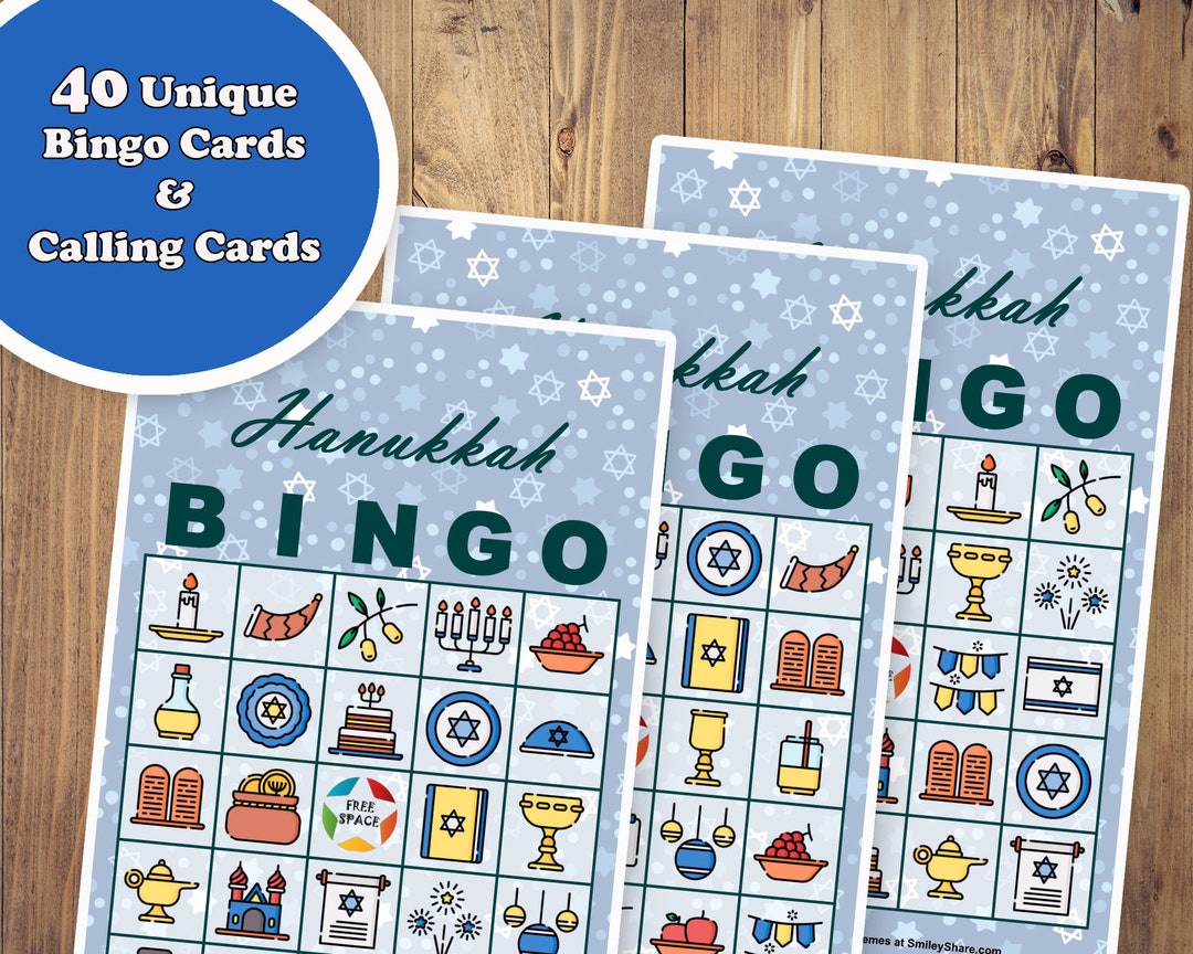 40 Hanukkah Bingo Game Prefilled Cards, PDF Printable, Instant Download ...
