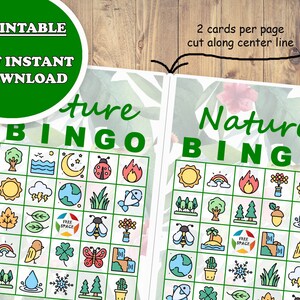 40 Nature Bingo Game Prefilled Cards, PDF Printable, Instant Download ...