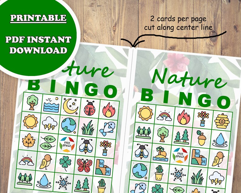 40 Nature Bingo Game Prefilled Cards, PDF Printable, Instant Download ...