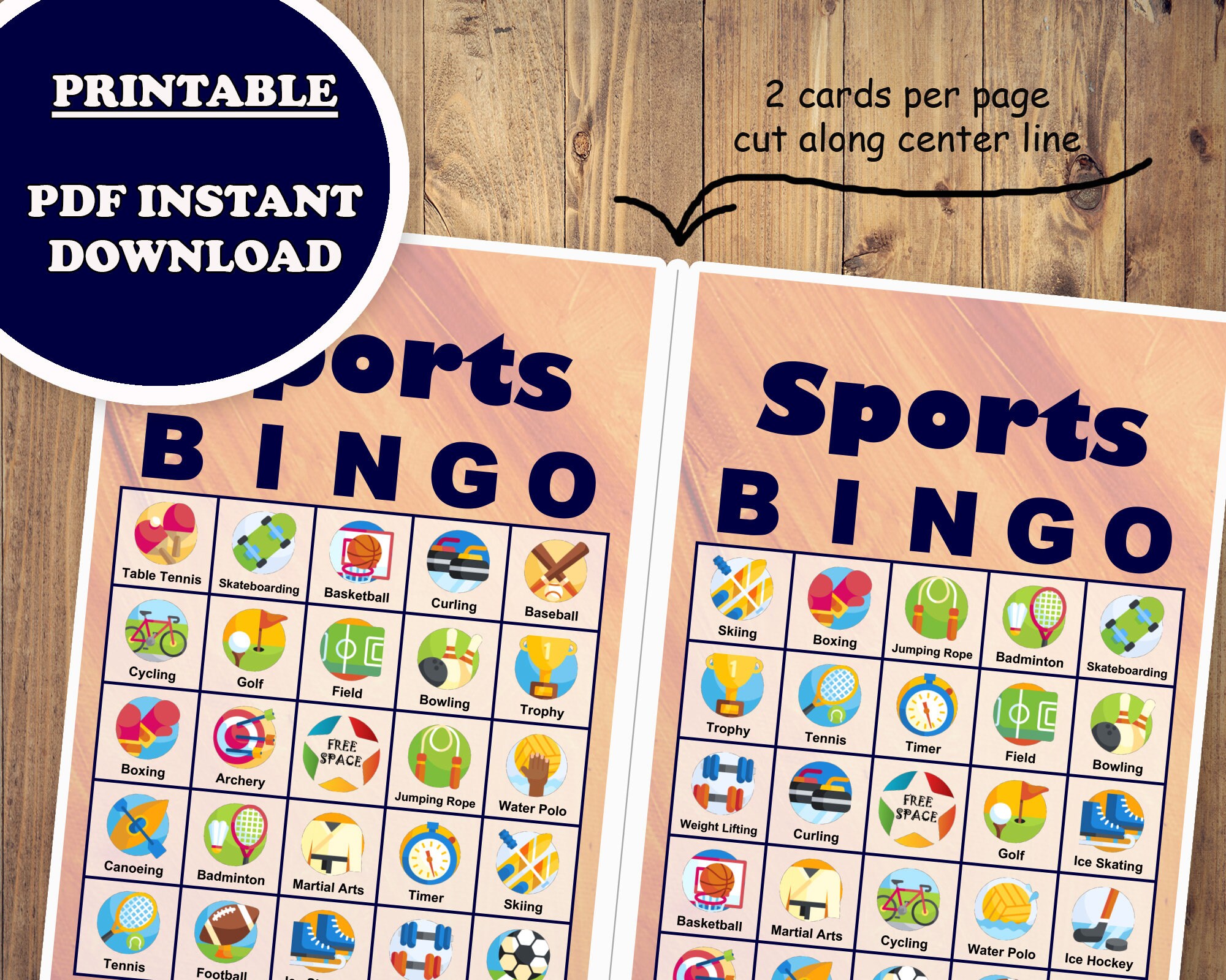 40 Sports Bingo Game Prefilled Cards, PDF Printable, Instant Download ...