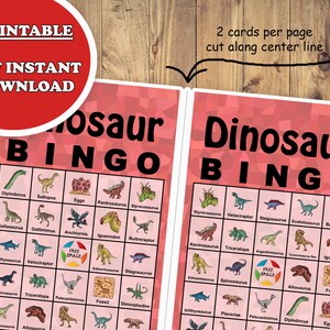 40 Dinosaur Bingo Game Prefilled Cards, PDF Printable, Instant Download ...