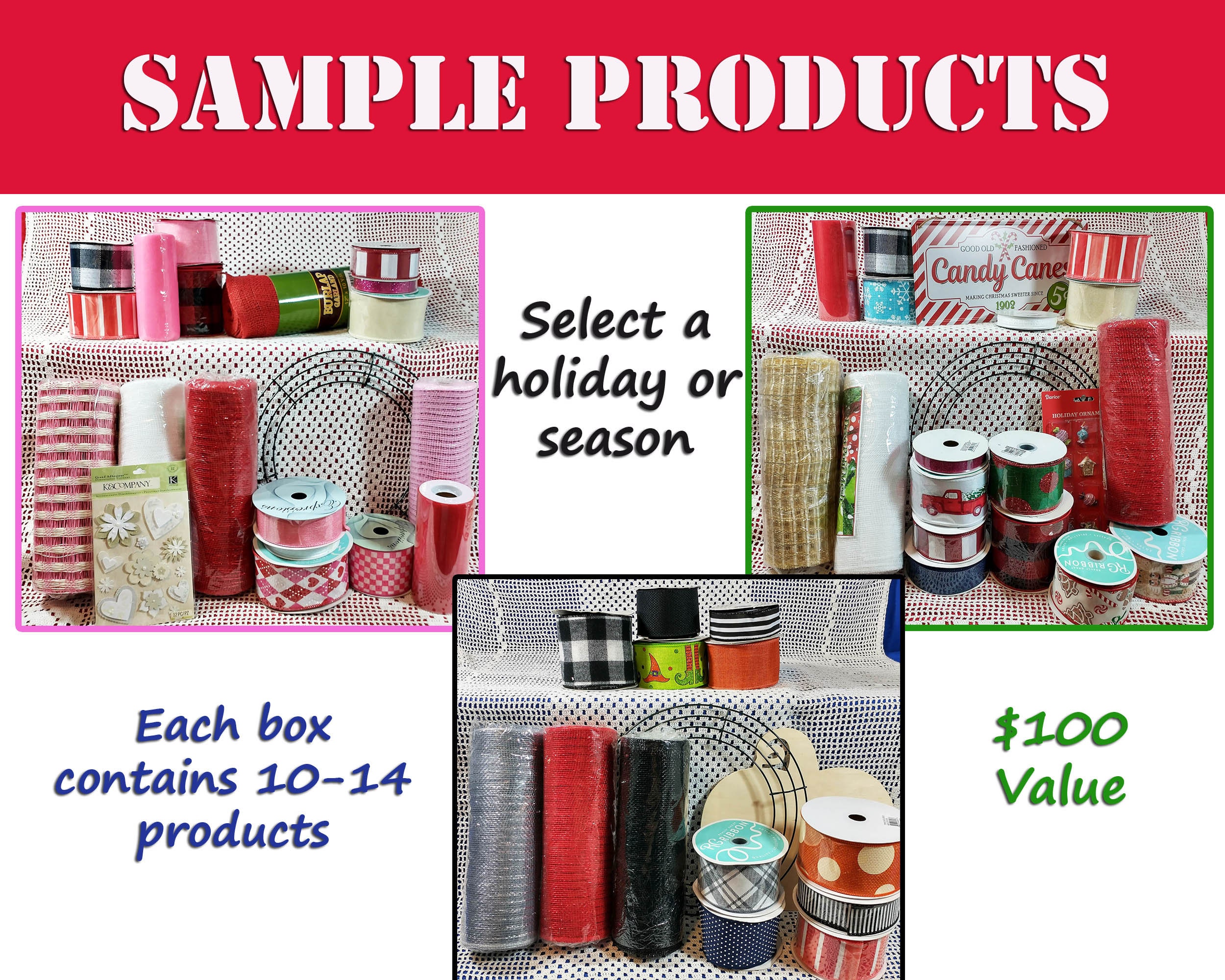 Mystery Craft Box - Ribbons, Wreath Making Supplies, Embellishments ...