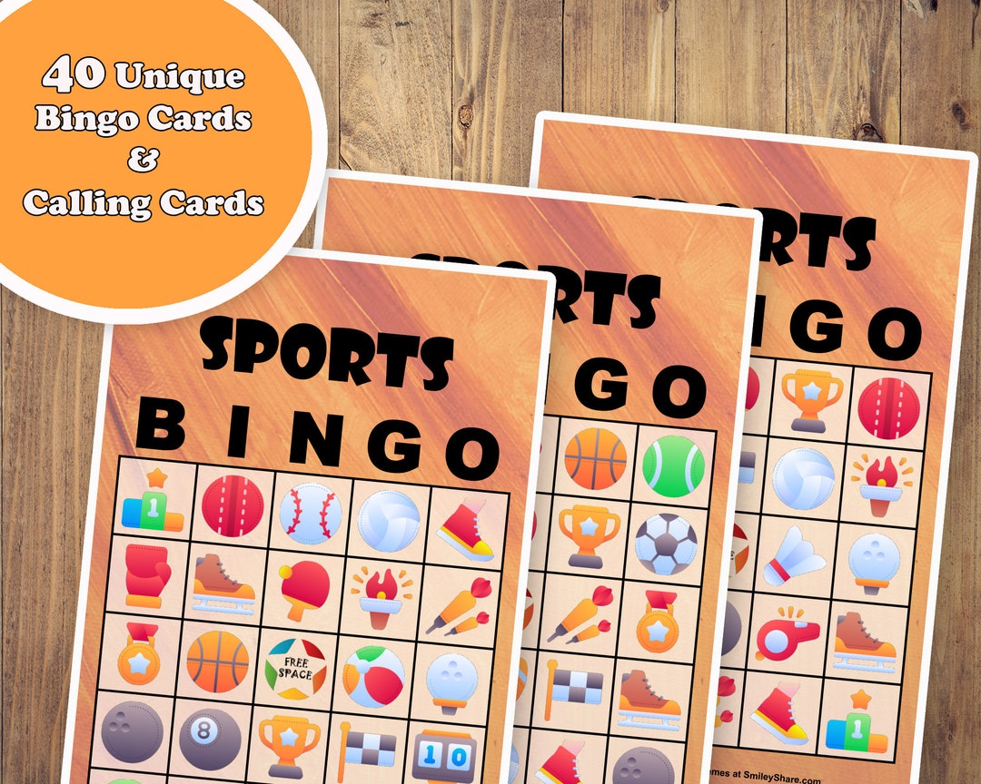 40 Sports Bingo Game Prefilled Cards, PDF Printable, Instant Download ...