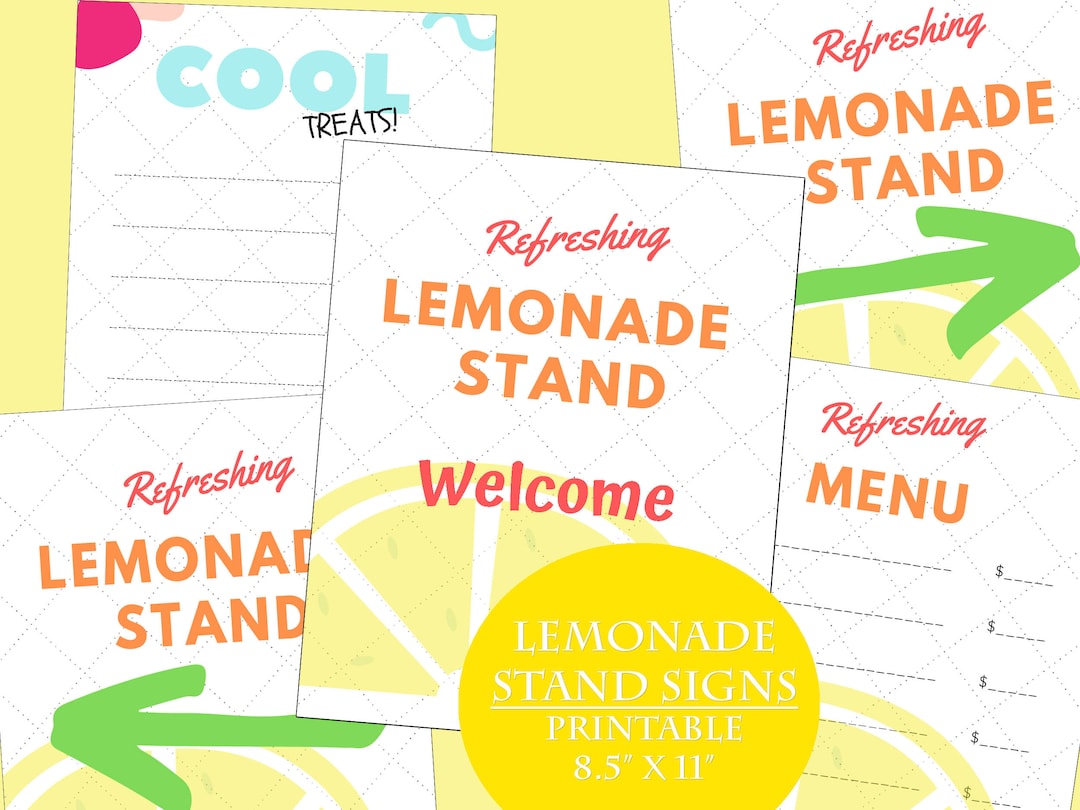 Lemonade Stand Signs - PDF Printable, Instant Download | Kids Treat ...