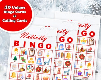 RELIGIOUS Christmas Bingo 40 Cards INSTANT DOWNLOAD | Etsy