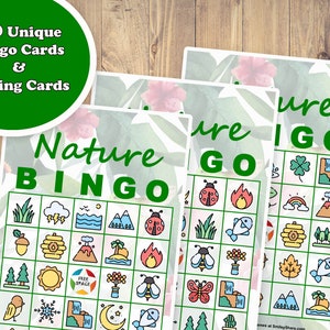 40 Nature Bingo Game Prefilled Cards, PDF Printable, Instant Download ...