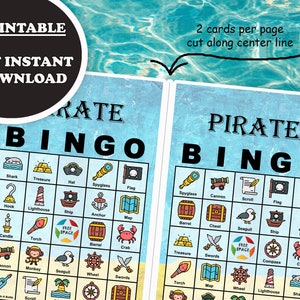 40 Pirate Bingo Game Prefilled Cards, PDF Printable, Instant Download ...