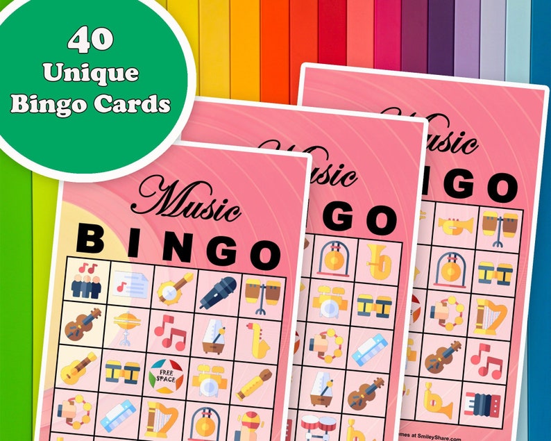 40 Music Bingo Game Prefilled Cards, PDF Printable, Instant Download ...