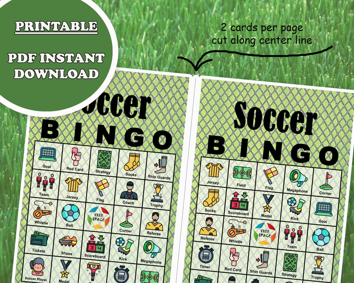 40 Soccer Bingo Game Prefilled Cards Pdf Printable Instant Download