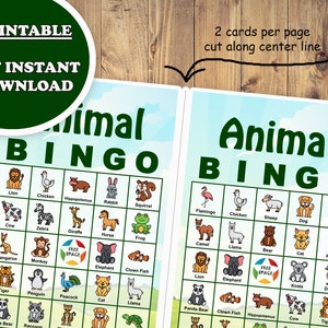 40 Animal Bingo Game Prefilled Cards, PDF Printable, Instant Download ...