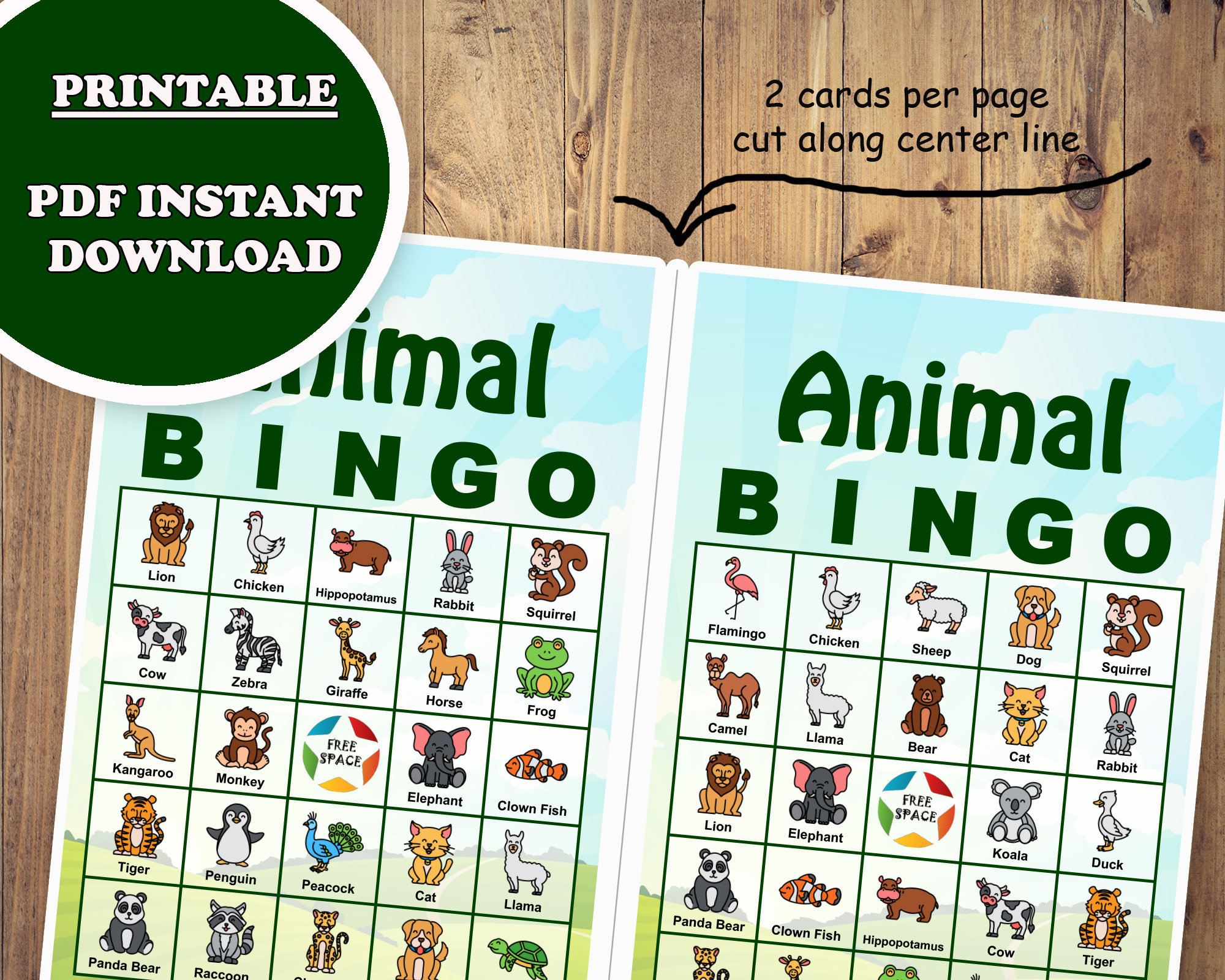 40 Animal Bingo Game Prefilled Cards, PDF Printable, Instant Download ...