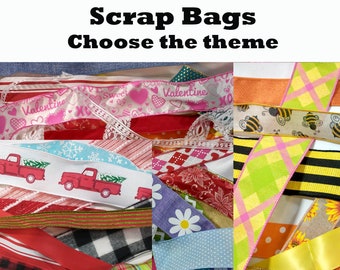 SCRAP BAGS Random Selection of Ribbon, Lace, Deco Mesh, Trim, Etc. 25 ...