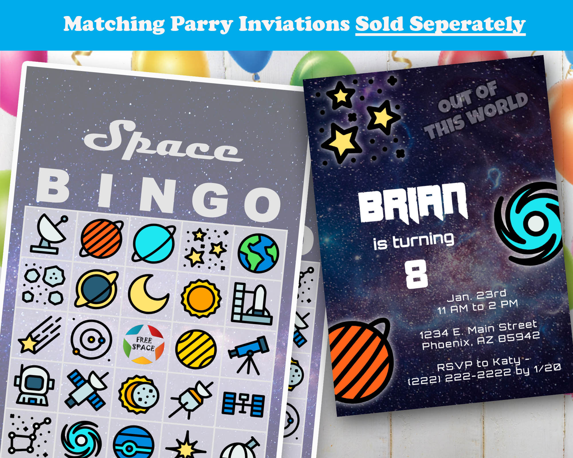 40 Outer Space Bingo Game Prefilled Cards PDF Printable - Etsy