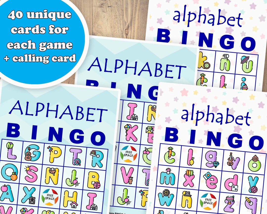 Alphabet Bingo Game Prefilled Cards | 40 Unique Cards per Game ...