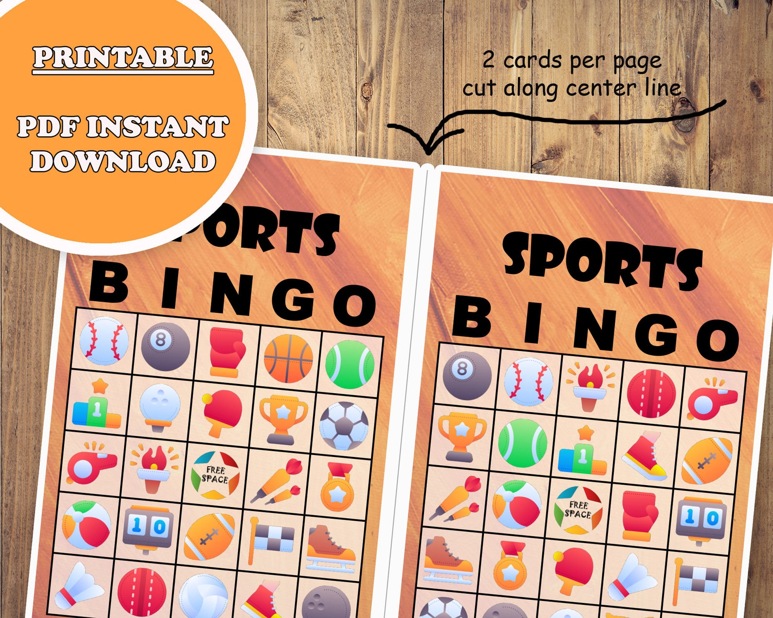 40 Sports Bingo Game Prefilled Cards, PDF Printable, Instant Download ...