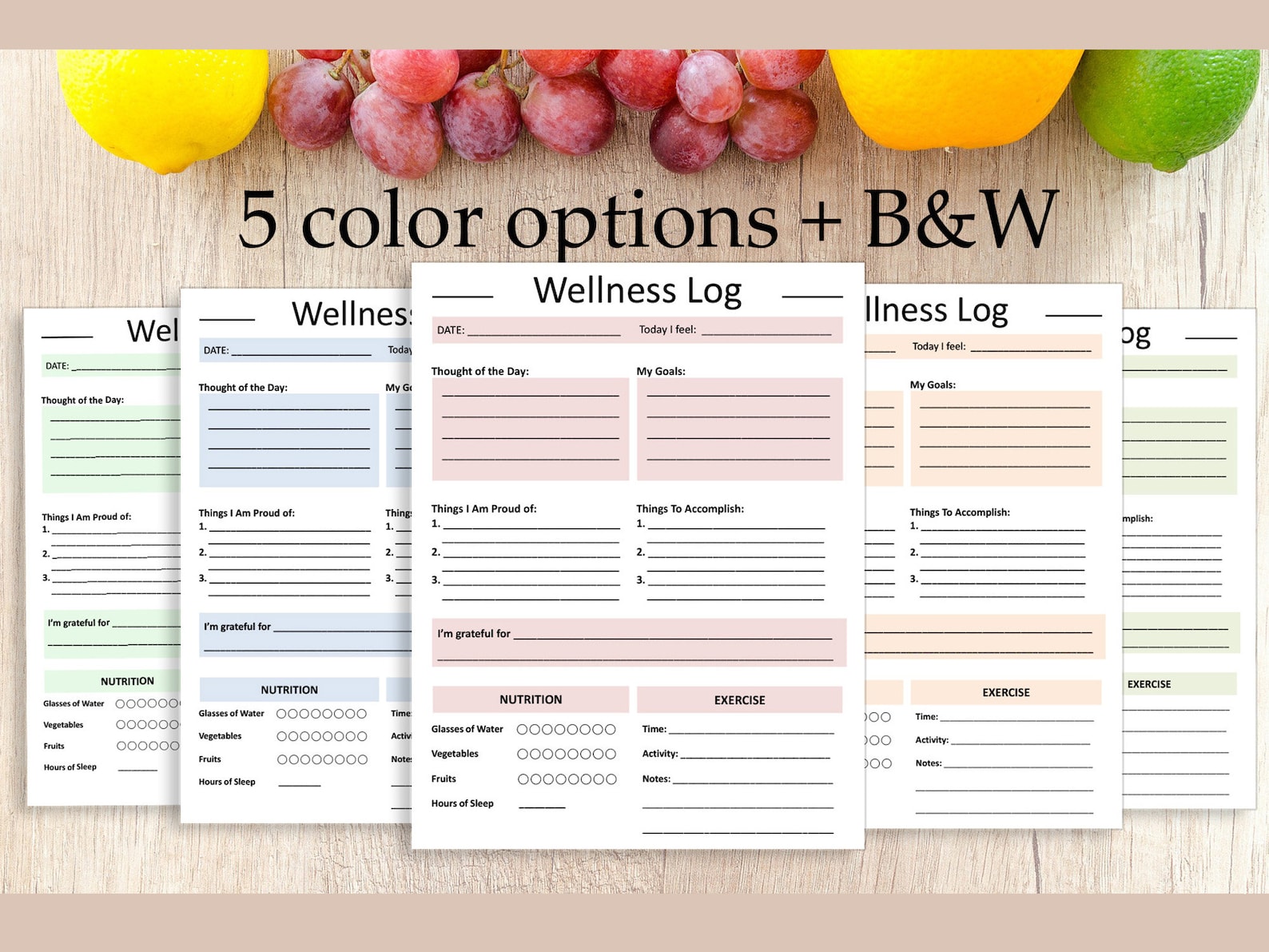 Daily Wellness and Fitness Tracking Log / Printable / - Etsy