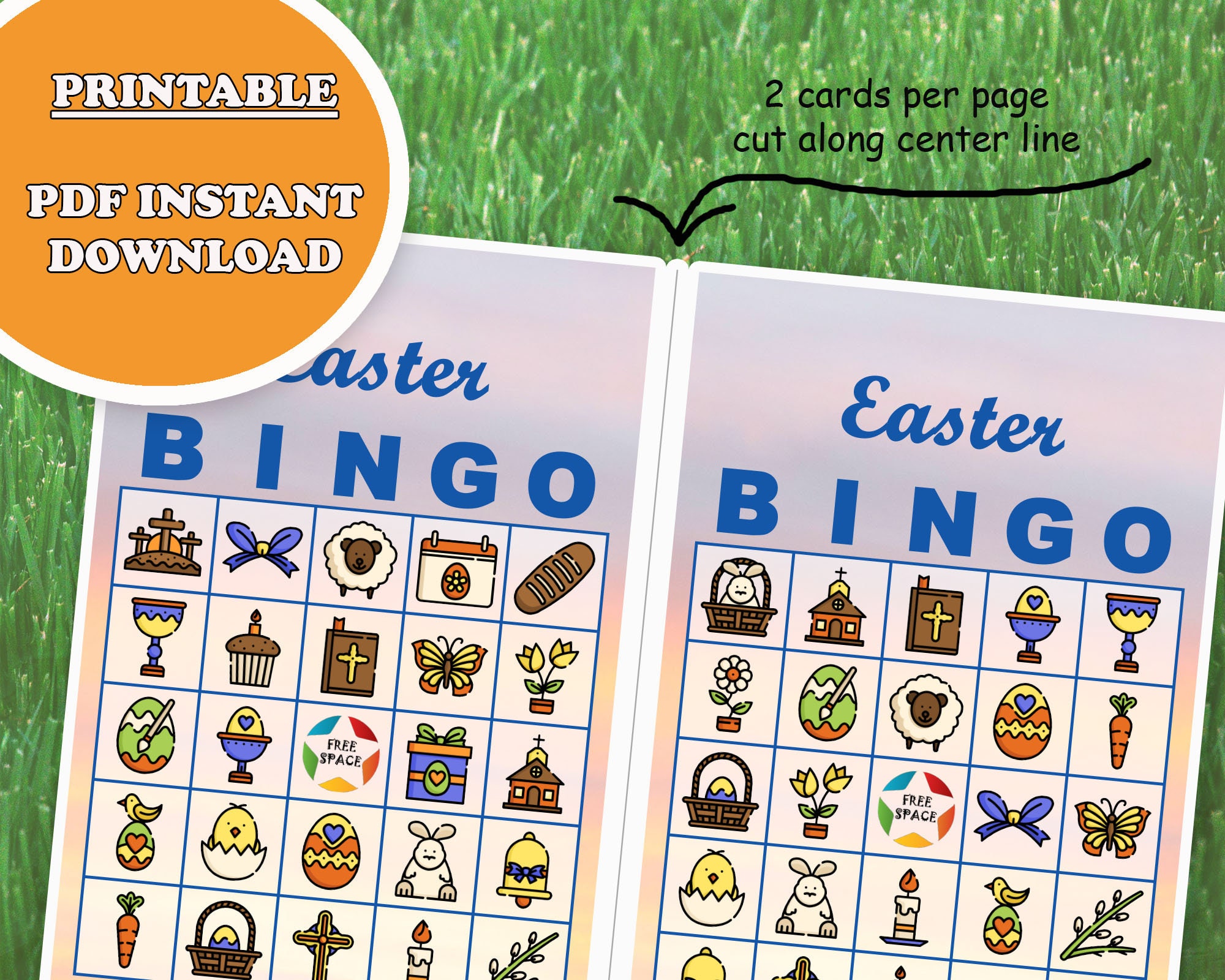 40 Easter Springtime Bingo Game Prefilled Cards, PDF Printable, Instant ...