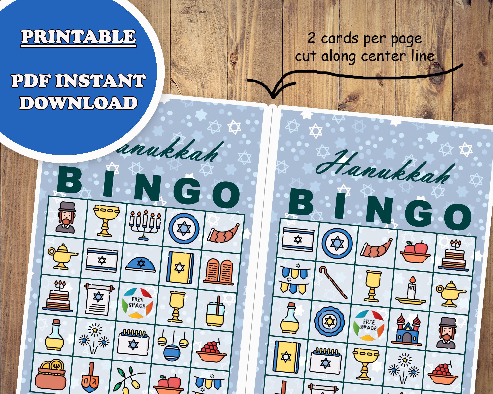 40 Hanukkah Bingo Game Prefilled Cards, PDF Printable, Instant Download ...