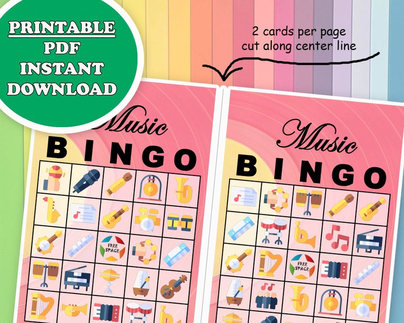 40 Music Bingo Game Prefilled Cards, PDF Printable, Instant Download ...