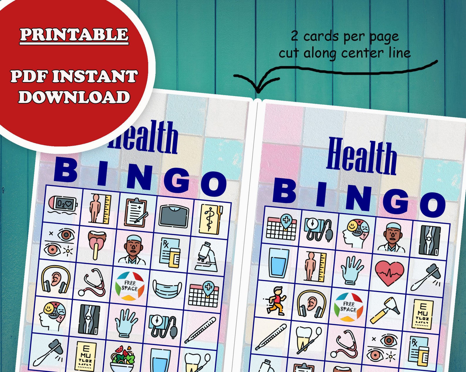 40 Health Bingo Game Prefilled Cards, PDF Printable, Instant Download ...