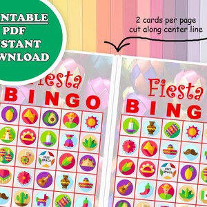 40 Mexican Fiesta Bingo Game Prefilled Cards, PDF Printable, Instant ...