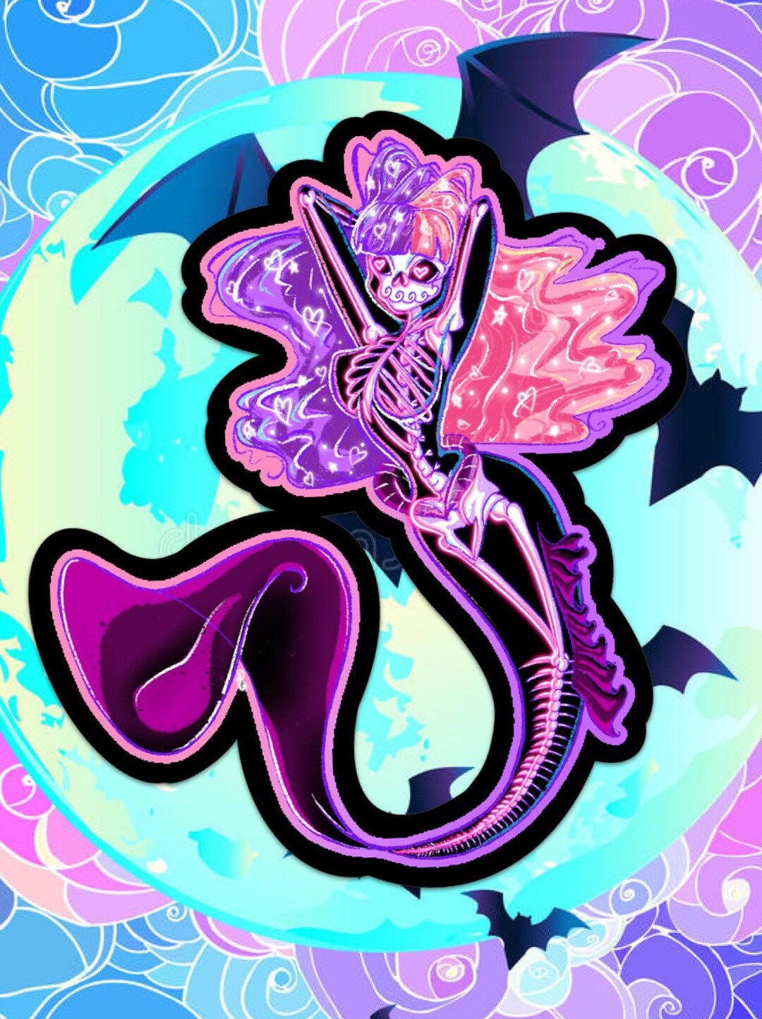 Skeleton Mermaid Vinyl Stick - Etsy