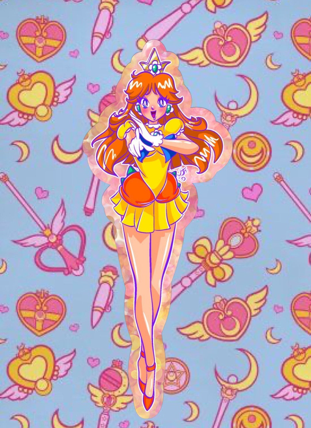 Sailor Daisy/ Video Game Princess Sailor Holographic Vinyl Sticker - Etsy