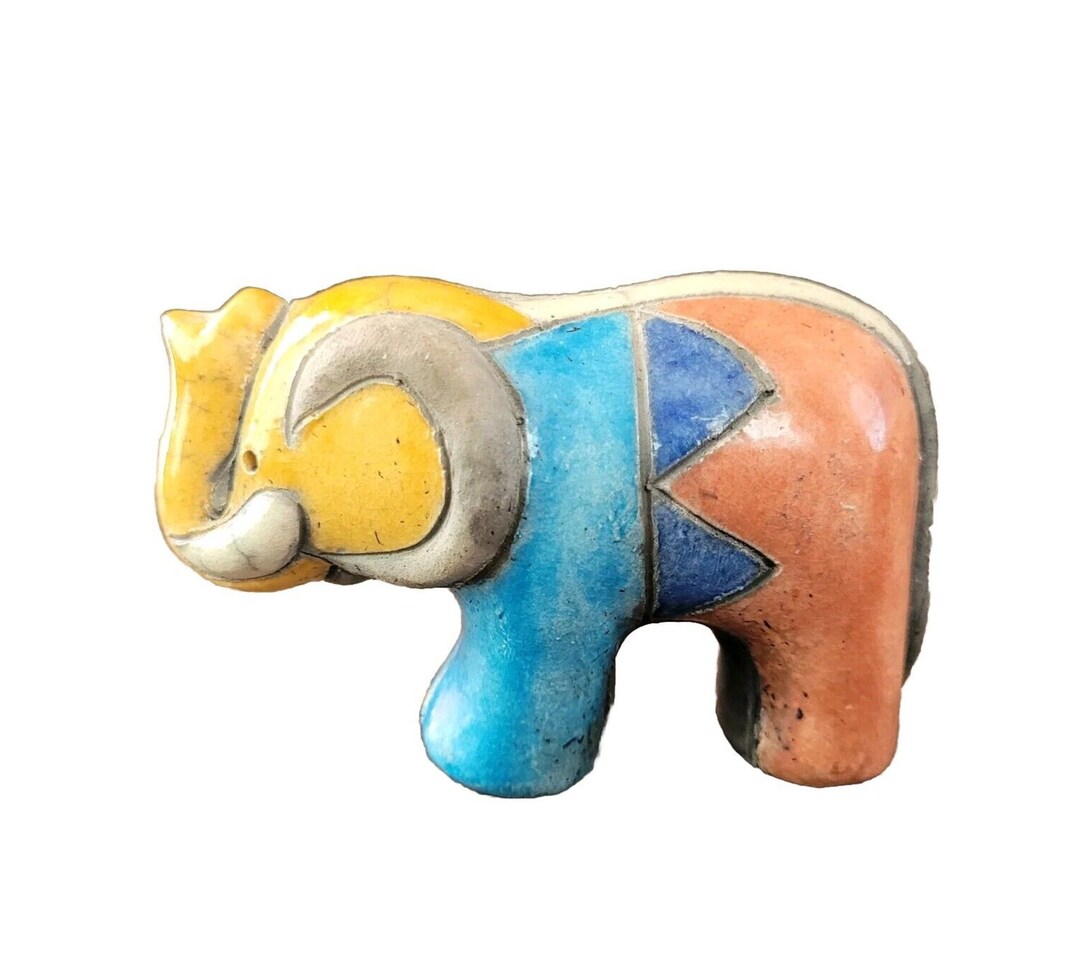 South African Hand Made Raku Pottery Multicolor Trunk up Colorful ...