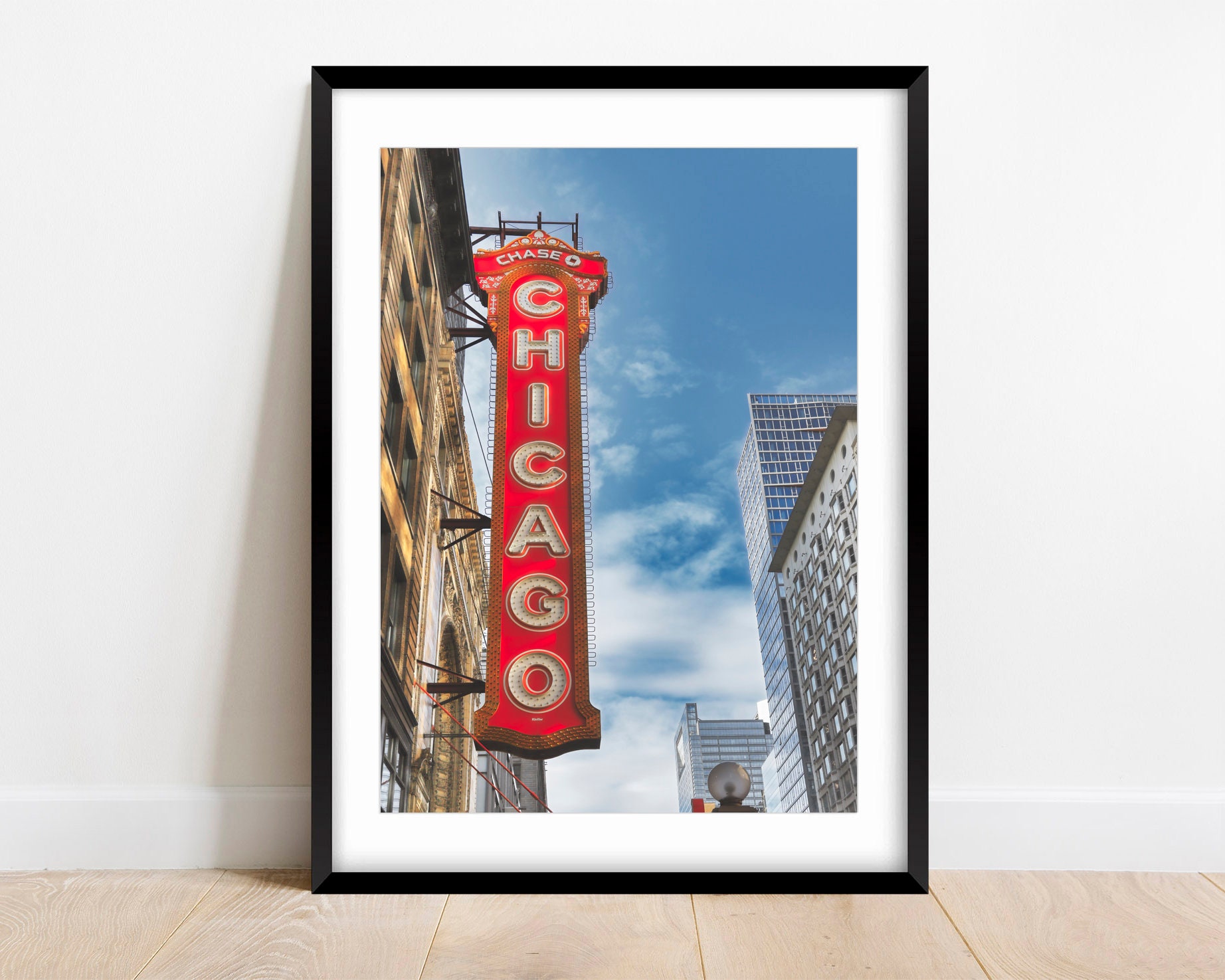 The Chicago Theatre sign in Chicago Illinois art print | Etsy
