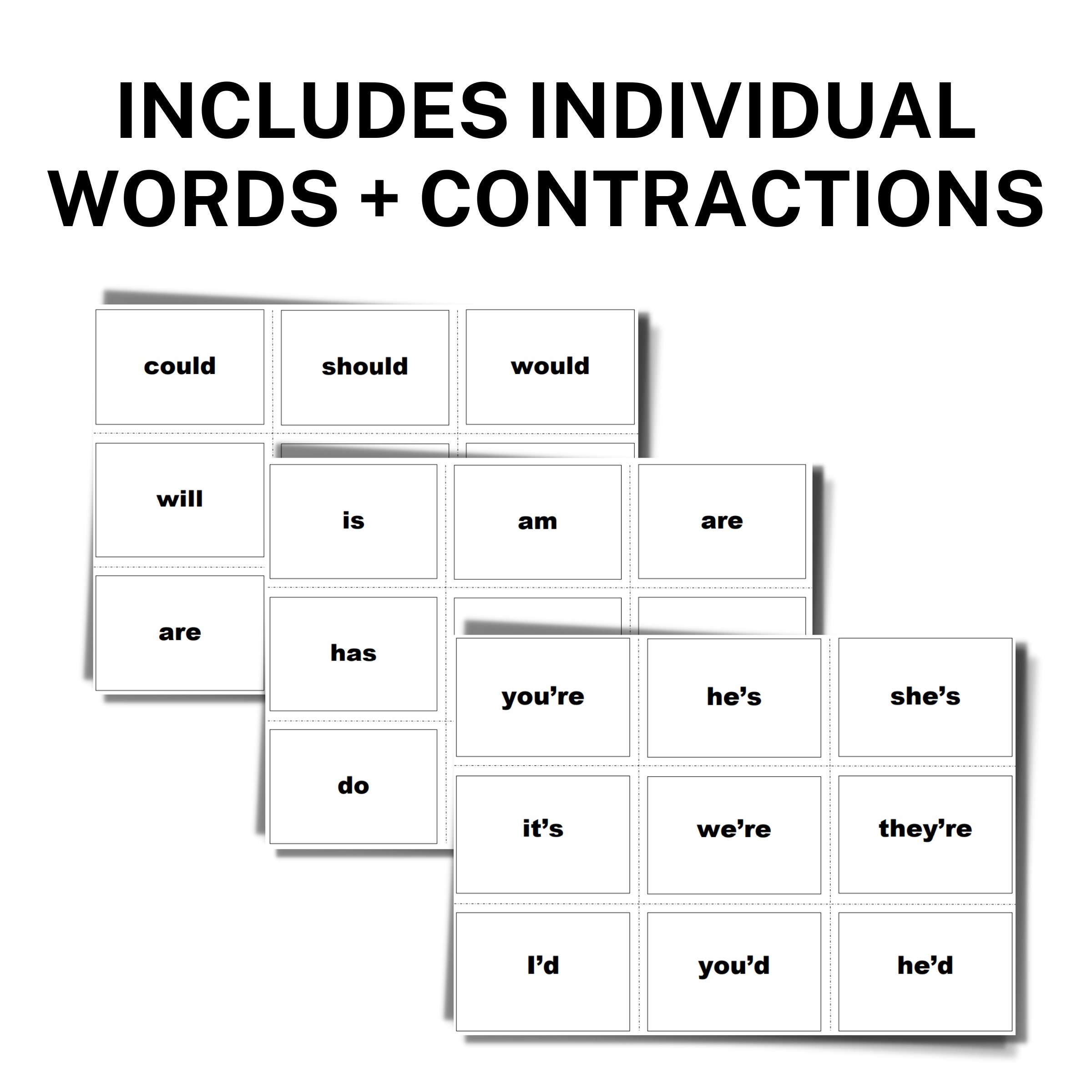 Contractions English Flashcards and Grammar Words Activity: Contraction ...
