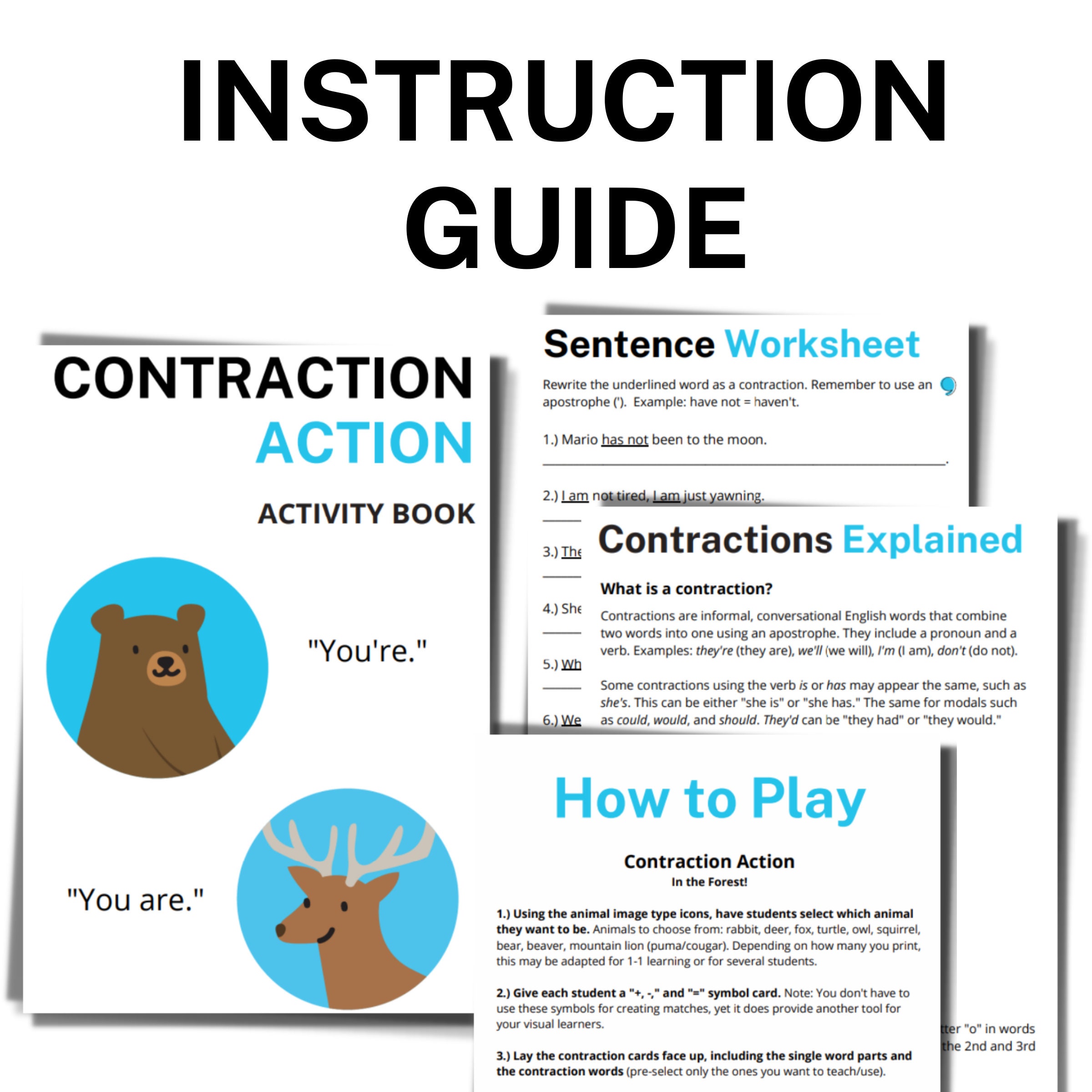 Contractions English Flashcards and Grammar Words Activity: Contraction ...