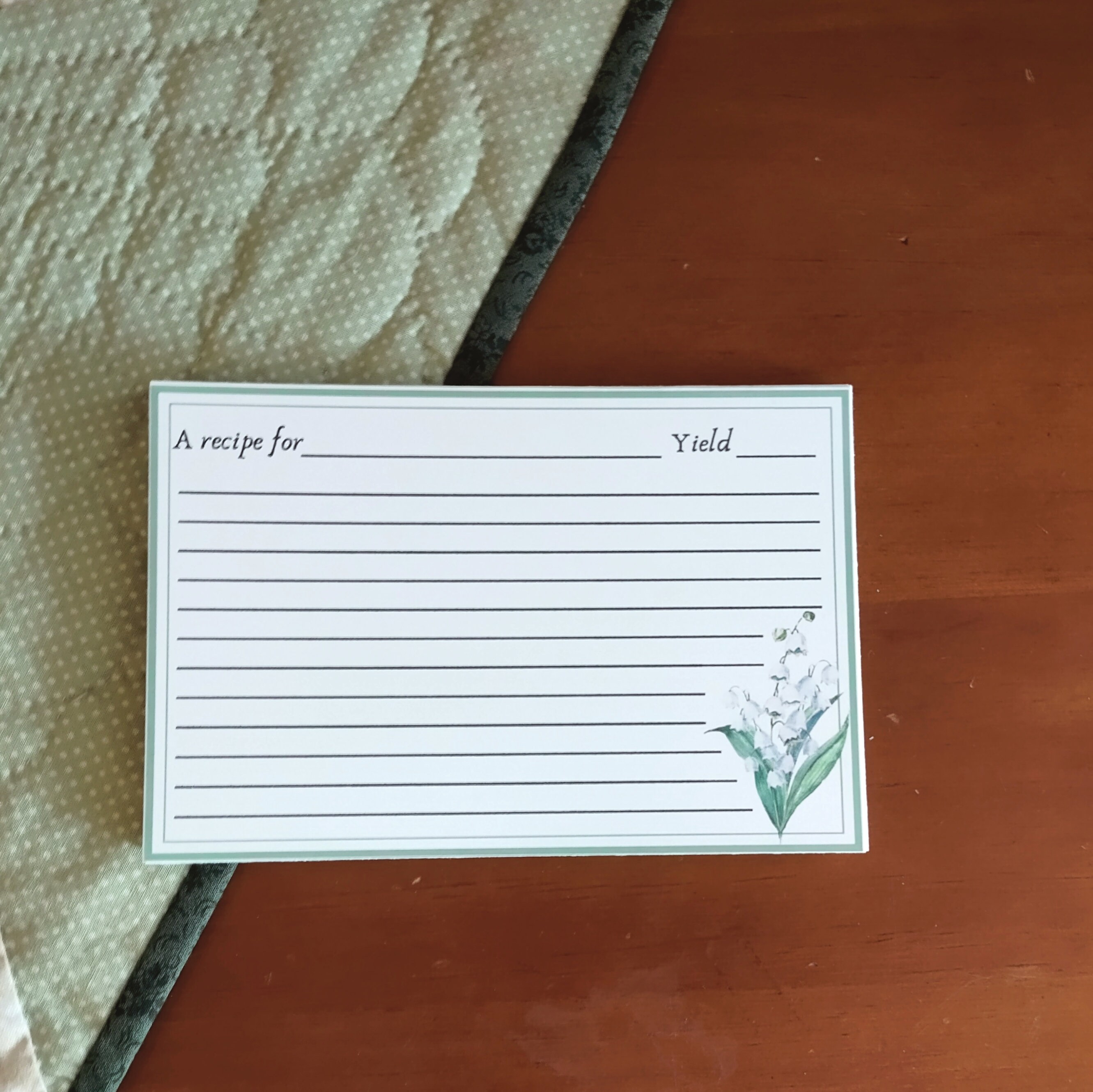 Lily of the Valley 4x6 Inch Recipe Cards | Large Recipe Cards | Baking ...