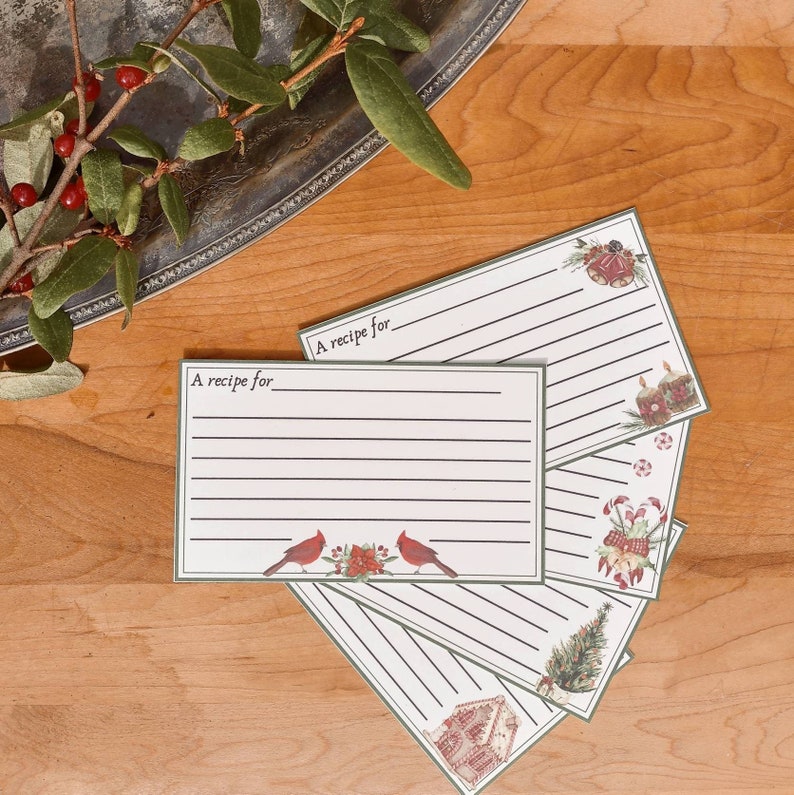 Christmas Recipe Cards | 3x5" | Set of 25 | 5 Different Designs ...