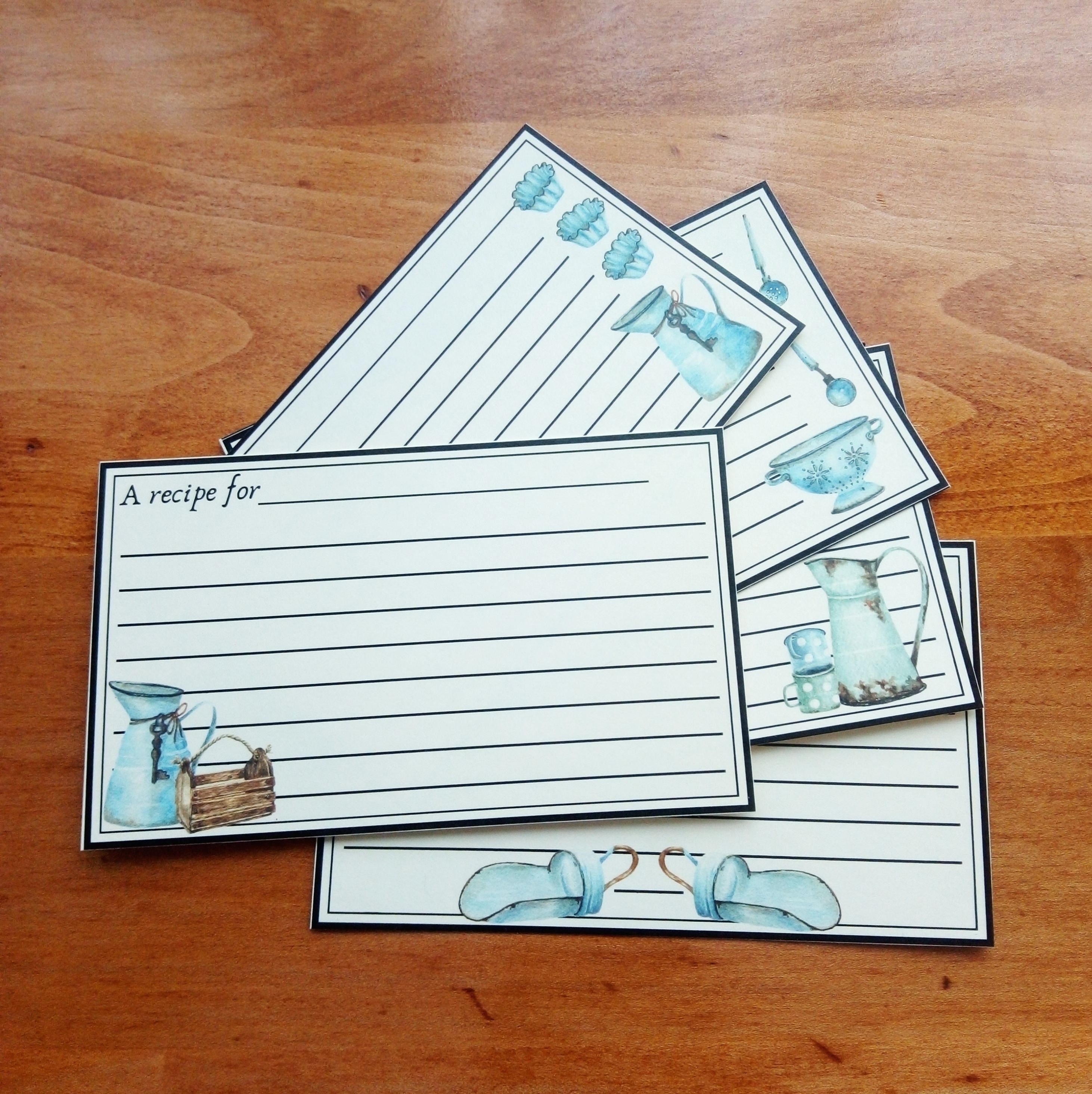 Kitchen Recipe Cards | Set of 25 | 3x5 Inches | 5 Different Designs ...
