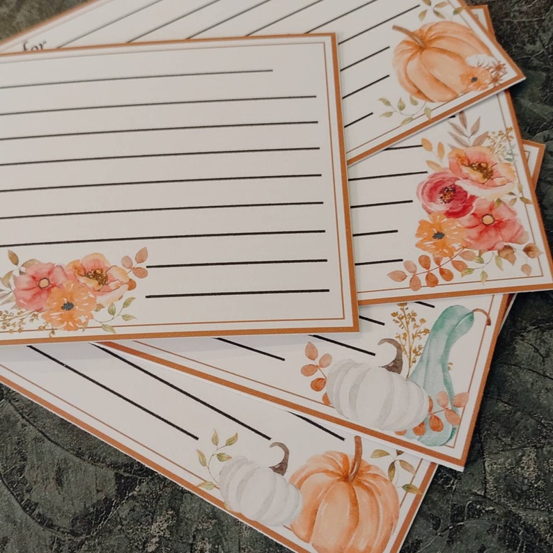 Autumn Bounty Recipe Cards 3x5 Set of 25 5 Designs Thanksgiving Gift ...