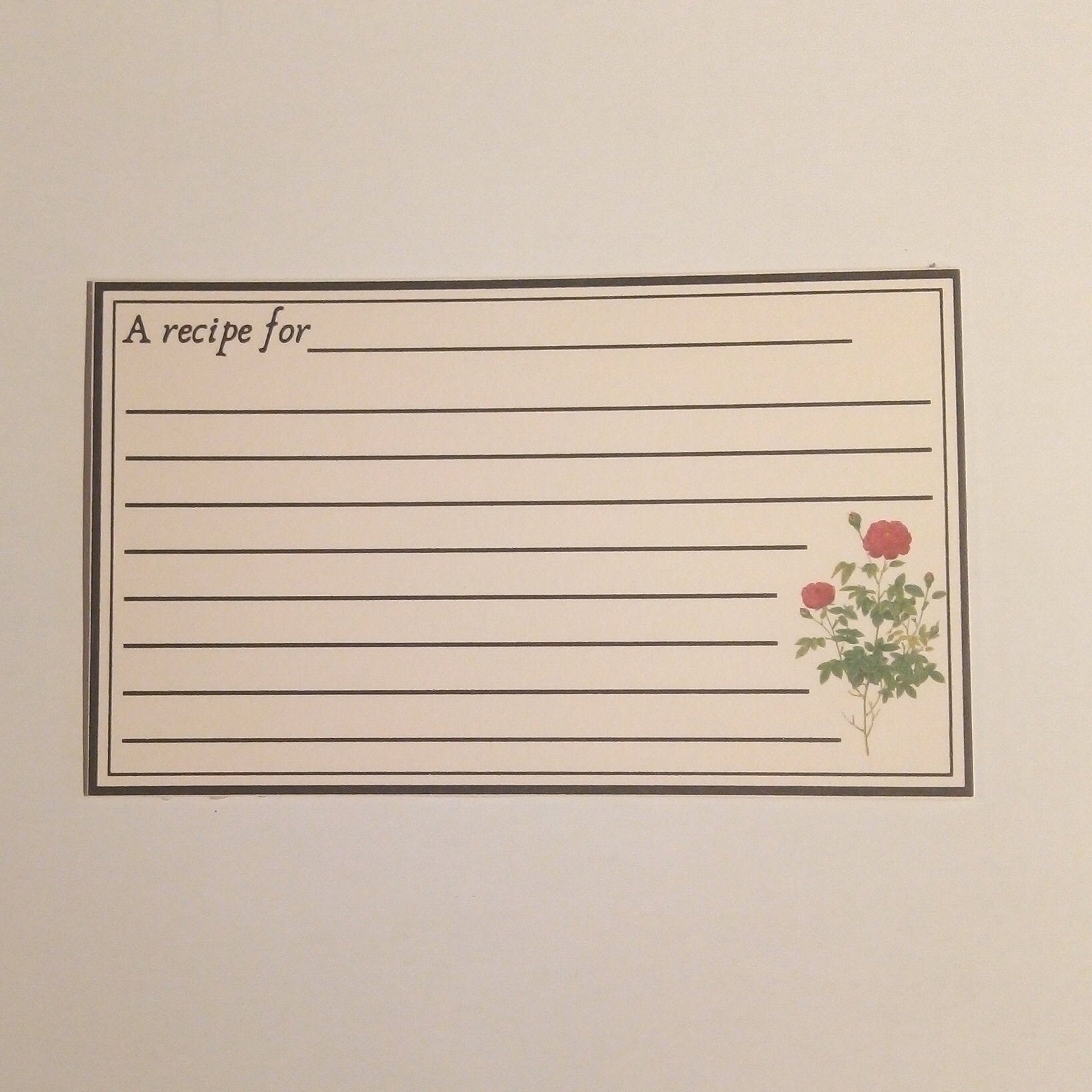 Roses Recipe Cards | 3x5" | Set of 25 | Kitchen Gift | Shower Gift ...