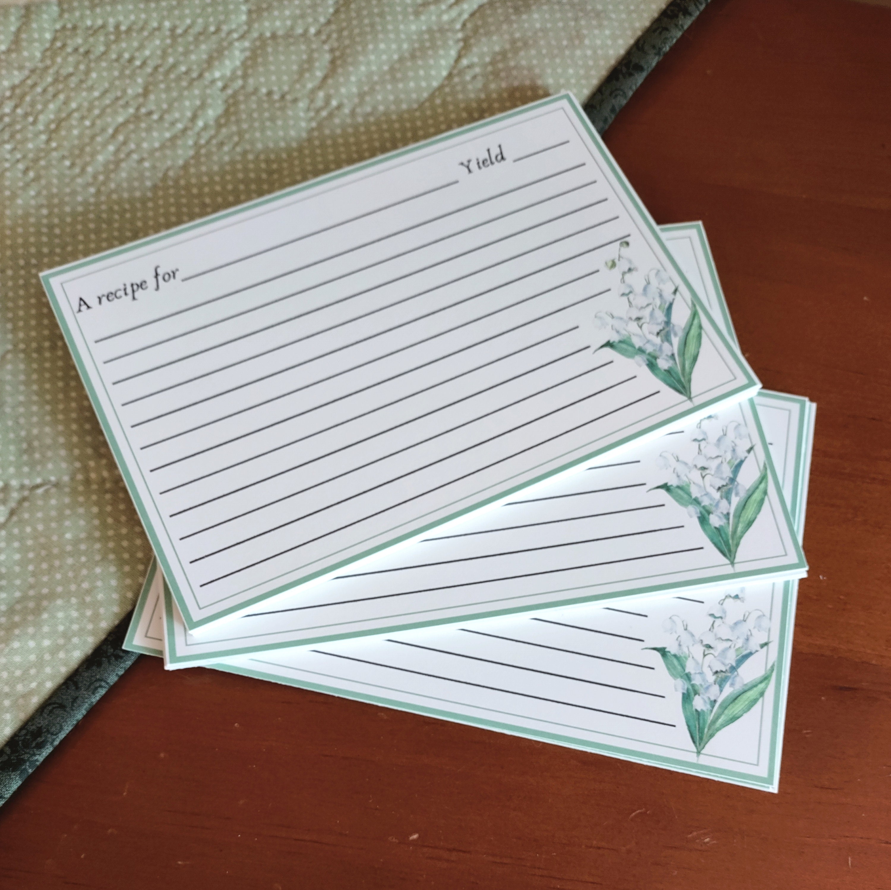 Lily of the Valley 4x6 Inch Recipe Cards | Large Recipe Cards | Baking ...