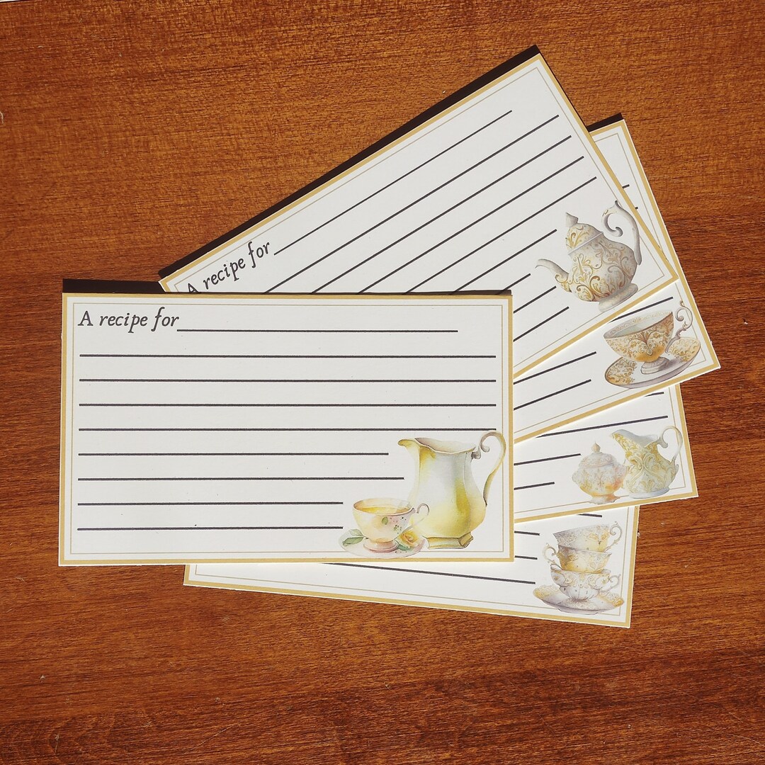 Yellow Tea Party Recipe Cards | Set of 25 | 3x5 Inches | Tea Party ...