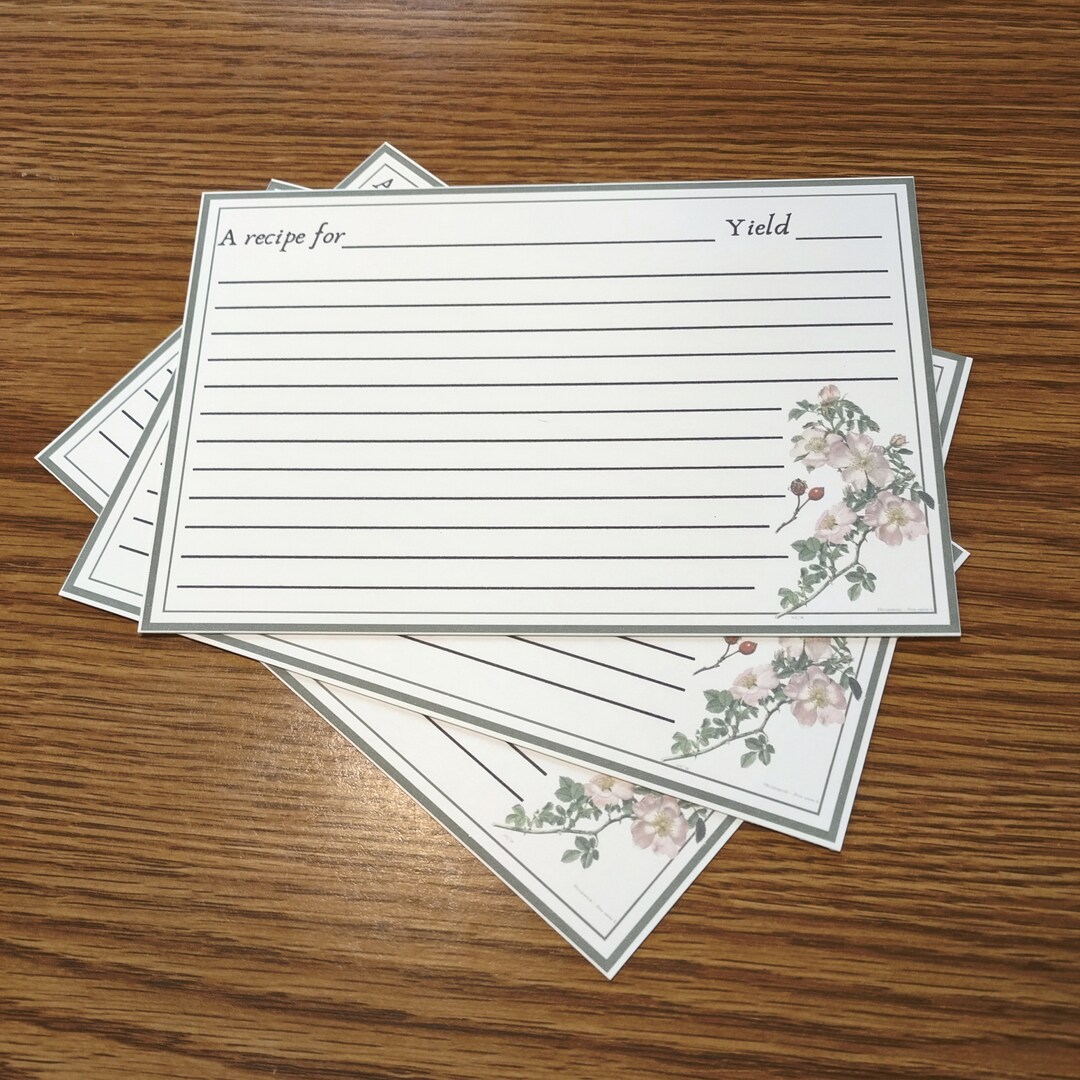 Wild Roses Recipe Cards | 4x6" | Set of 21 | Floral Recipe Cards ...