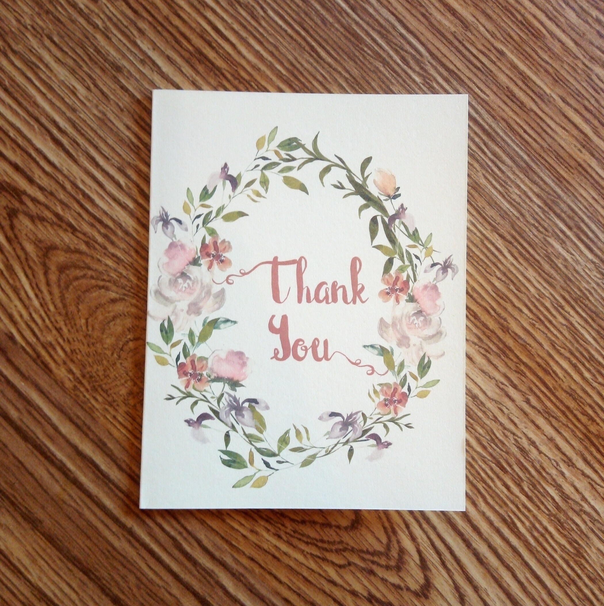 Floral Wreath Thank You Cards Set of 4 Set of 8 With Envelopes A2 Size ...