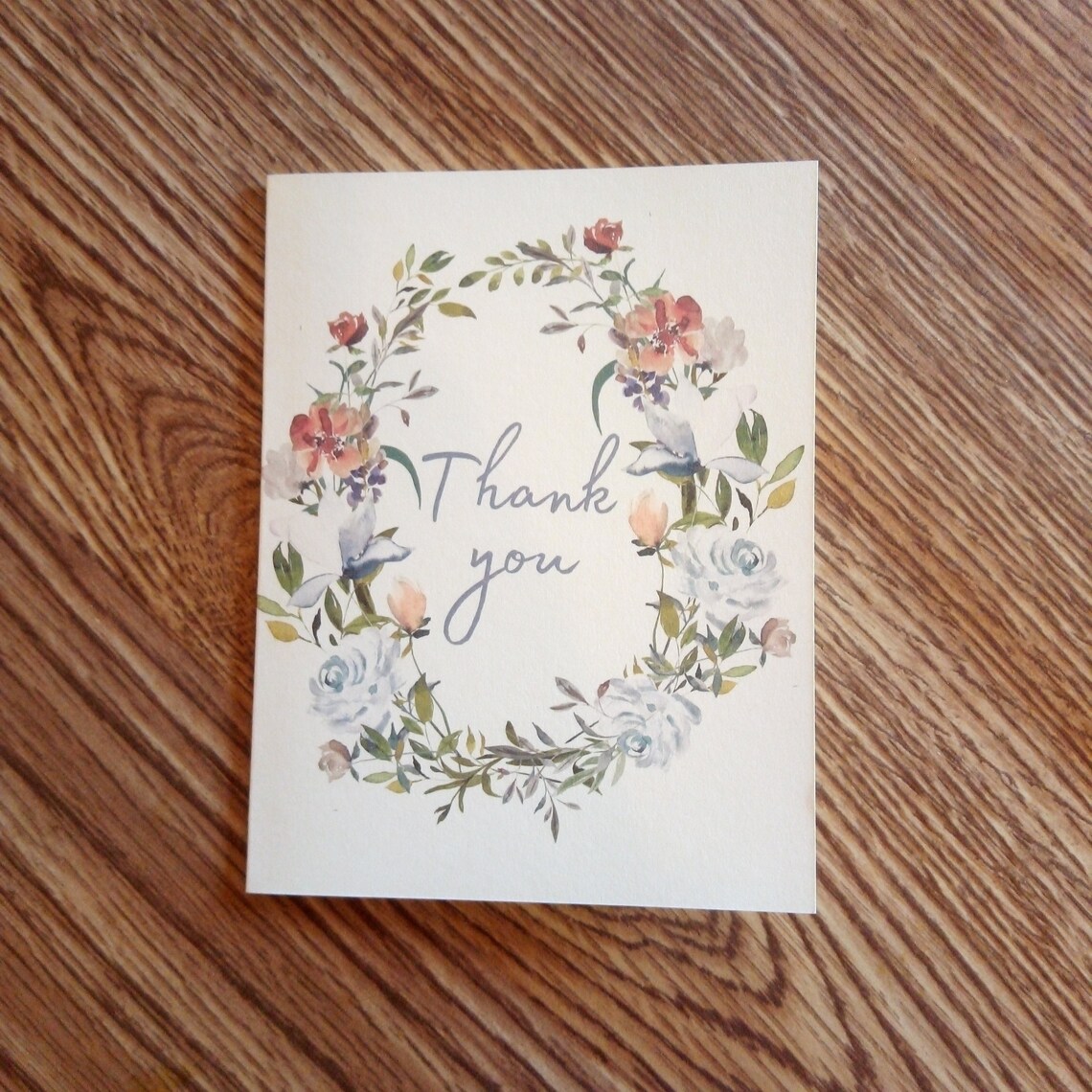 Floral Wreath Thank You Cards | Set of 4 | Set of 8 | With Envelopes ...