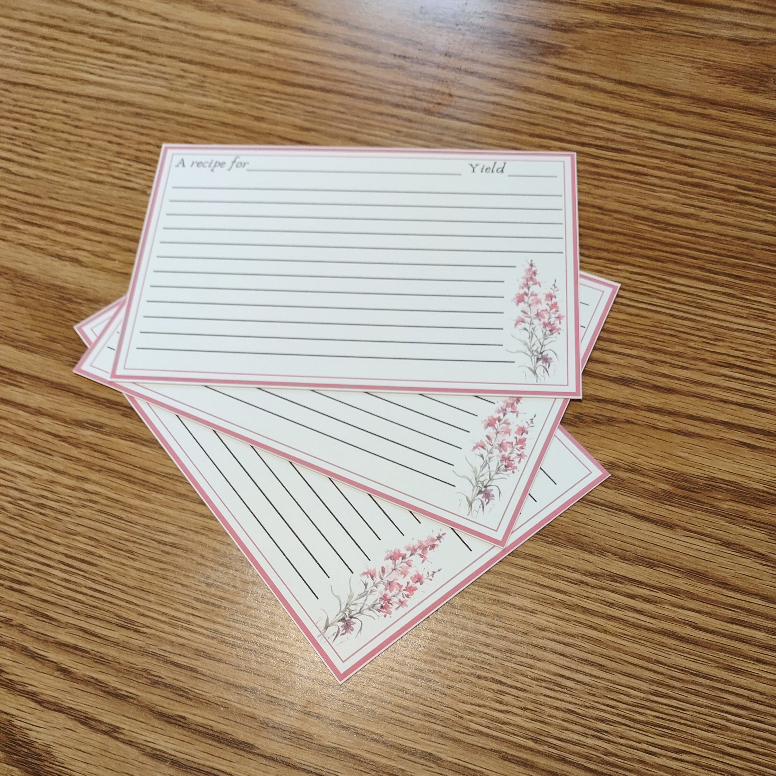 Pink Fireweed Recipe Cards 4x6 Set of 21 Alaskan Recipe Cards Hostess ...