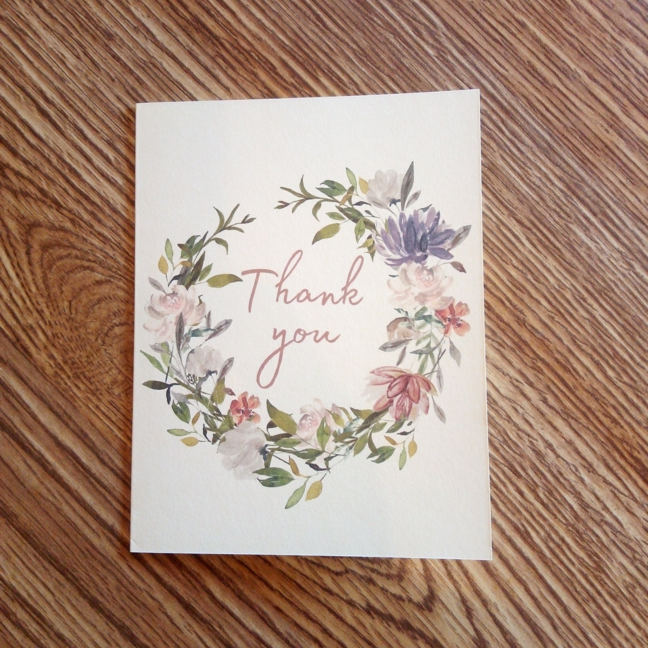 Floral Wreath Thank You Cards | Set of 4 | Set of 8 | With Envelopes ...