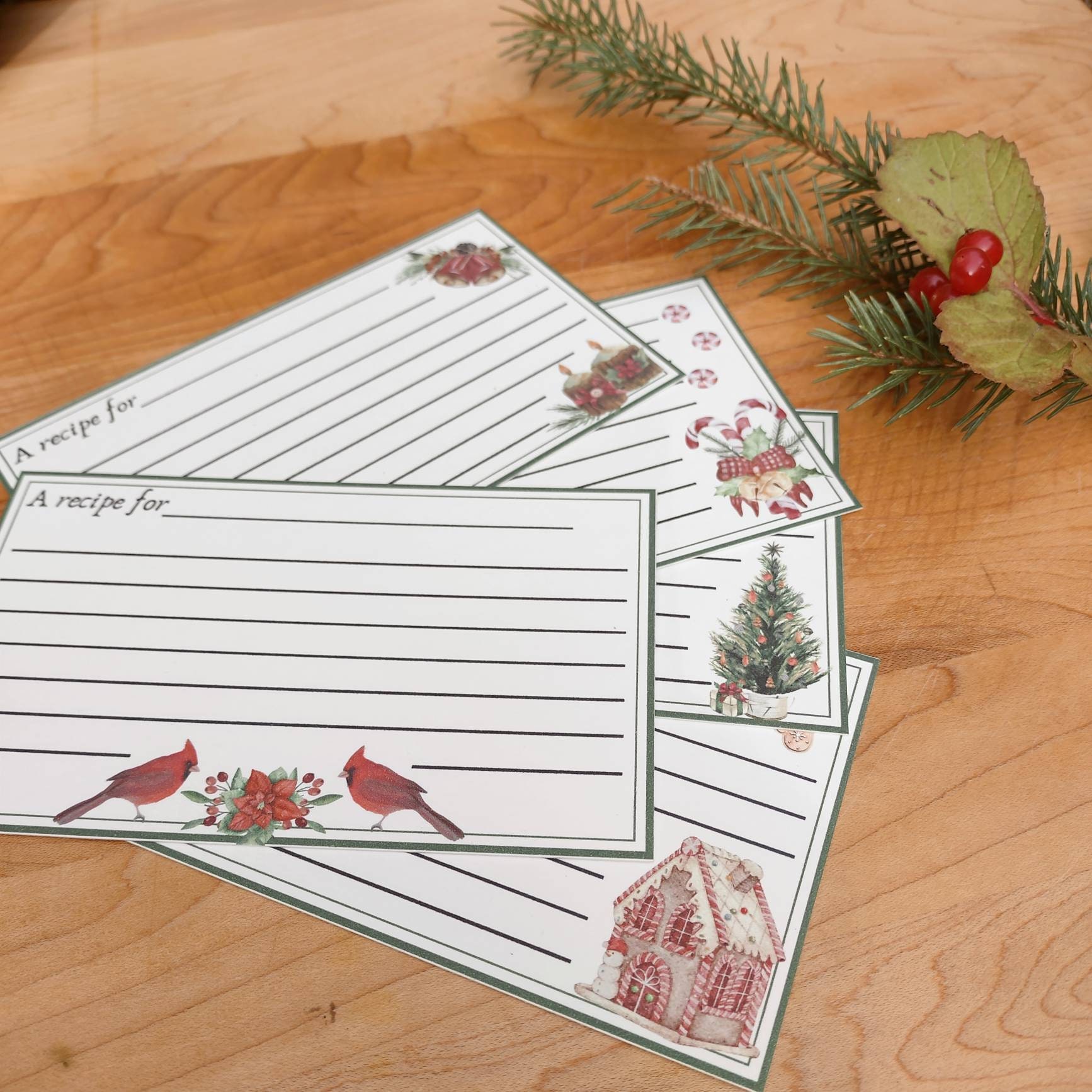 Christmas Recipe Cards | 3x5" | Set of 25 | 5 Different Designs ...