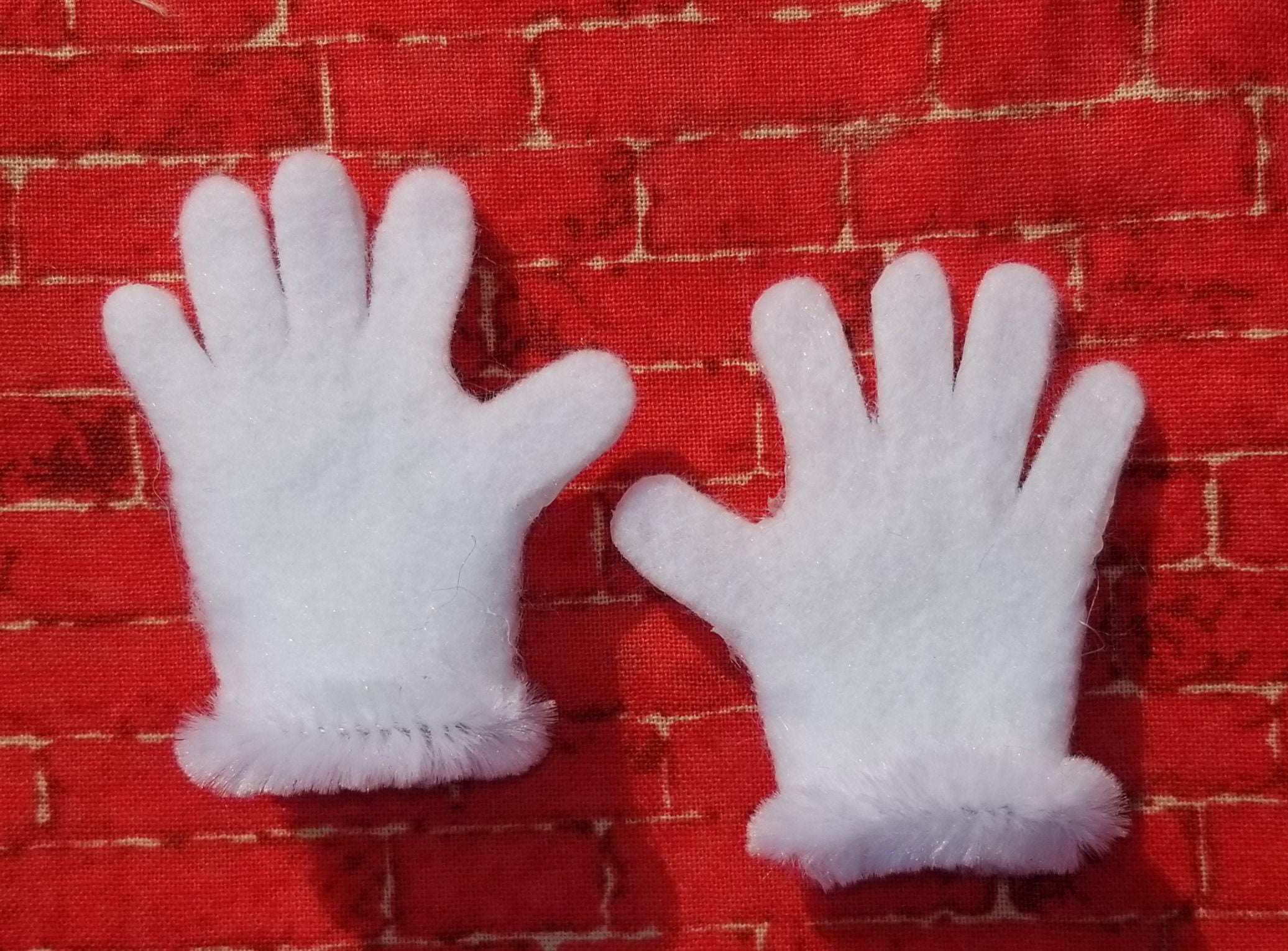 Slip on Posable Christmas Elf Gloves with Furry White Cuffs - Etsy UK