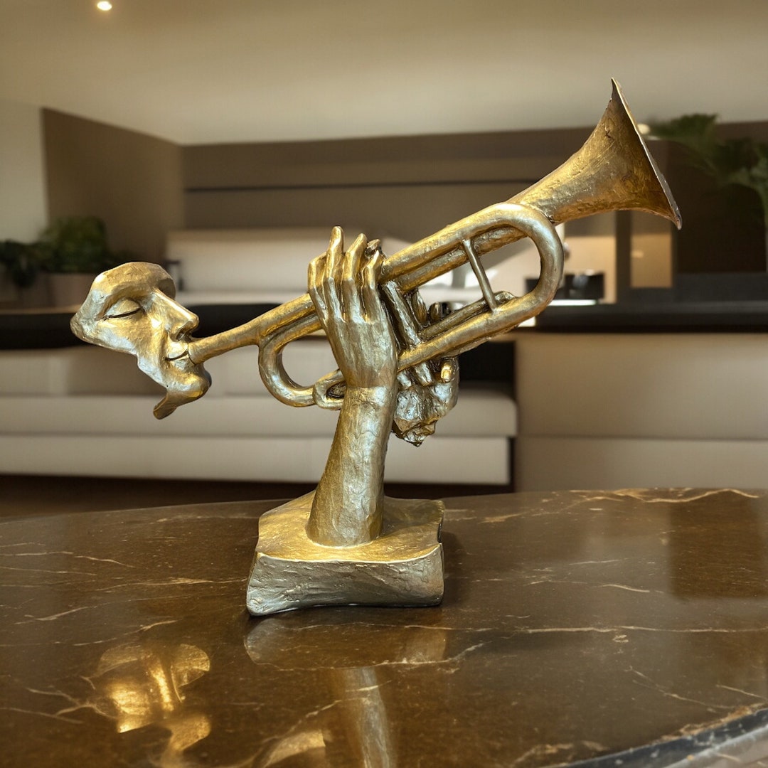 Trumpet Playing Face Mask Figurine | Musical Instrument Statue for Home ...