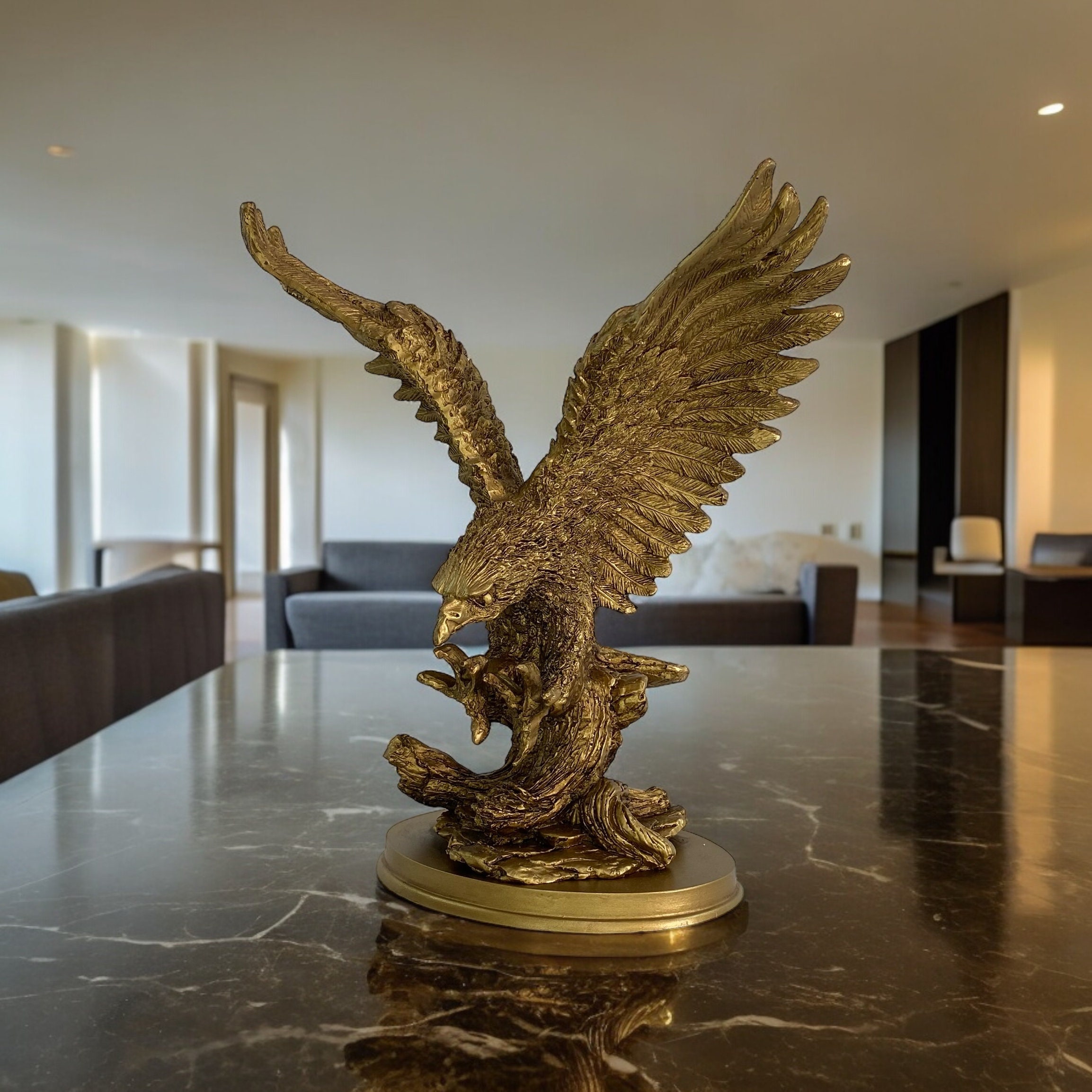 Decorative Large Attacking Gold Eagle Statue With Wings Spread Living ...