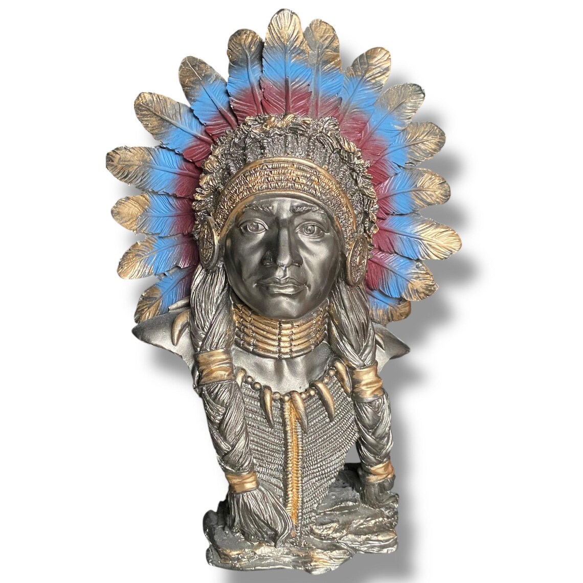 Native American Warrior Bust Statue | indian Chief Figurine | native ...